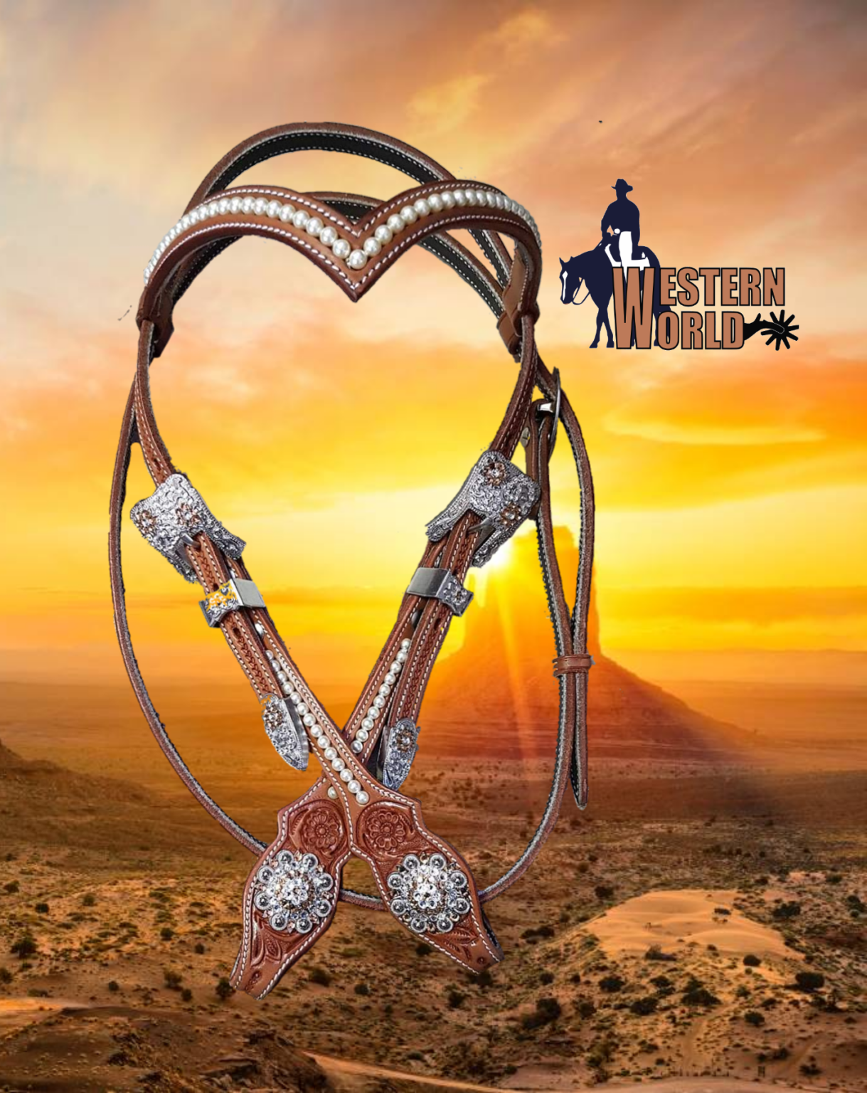 Show Headstall Pearls chestnut – Western World